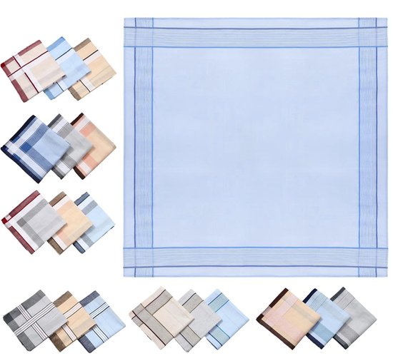 18x Heren katoenen zakdoeken set – Traditionele gestreepte en geruite ...