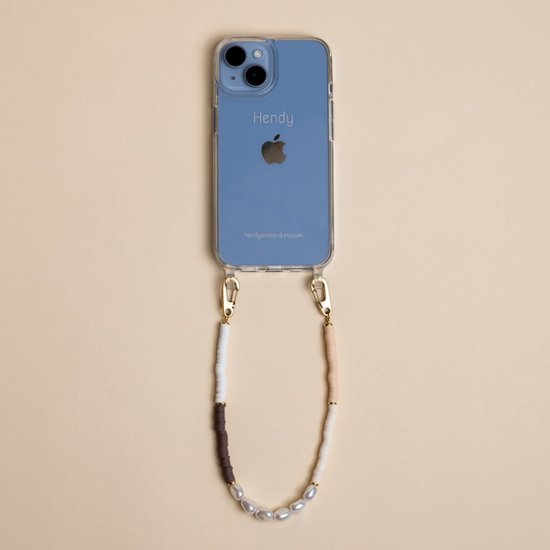 Hendy telefoonhoesje met koord - Beige Mixed Short Telefoonketting ...
