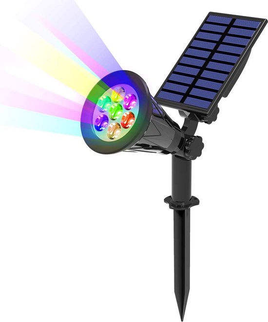 7 LED Solar Lampen 1-Pack Solar Schijnwerper met 7 Kleuren Veranderende ...
