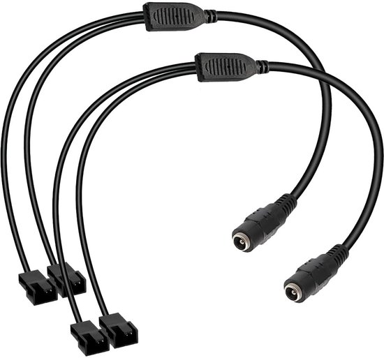 DC to 4 Pin/3 Pin PC Fan, DC 5.5mm x 2.1mm Female Plug to 2 Way 3/4 Pin ...