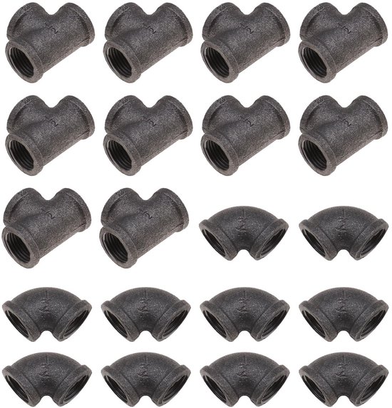 20pcs 1/2 inch corner piece combo set retro tempered cast iron threaded ...