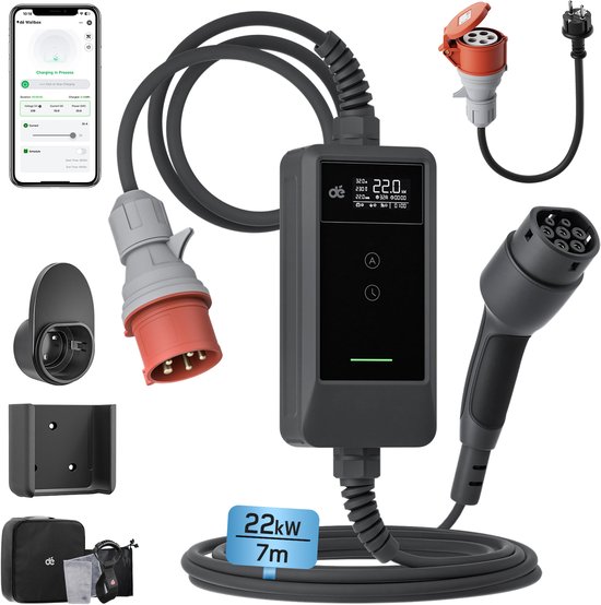 dé Mobiele Thuislader Type 2 - 22kW met APP - Lader Voor Elektrische ...