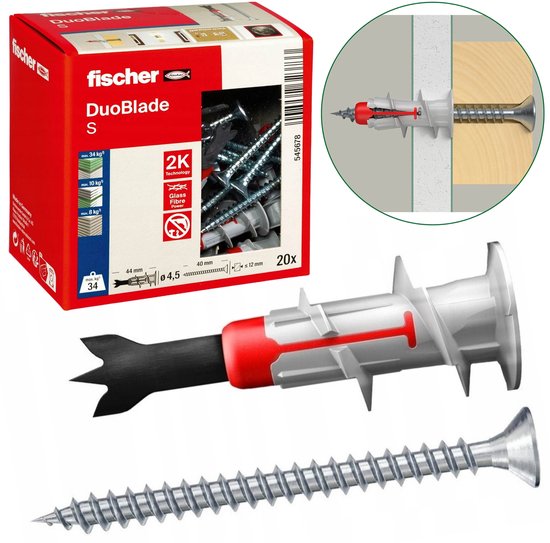 Fischer DuoBlade S Zelfborende pluggen met schroeven voor gipsplaten ...