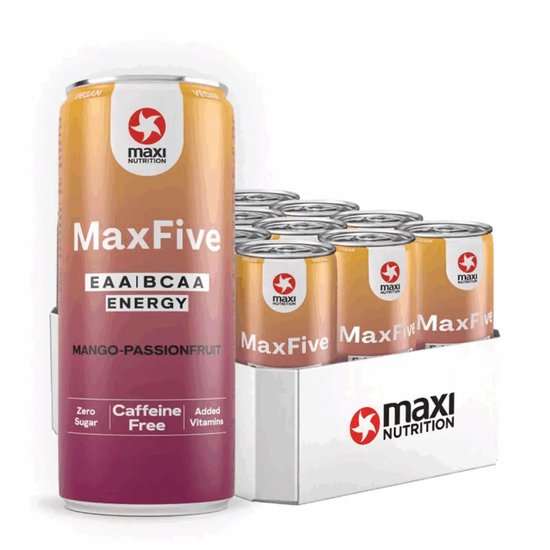 MaxiNutrition MaxFive Energy Drink Mango-Passionfruit blik (12x 330ml ...