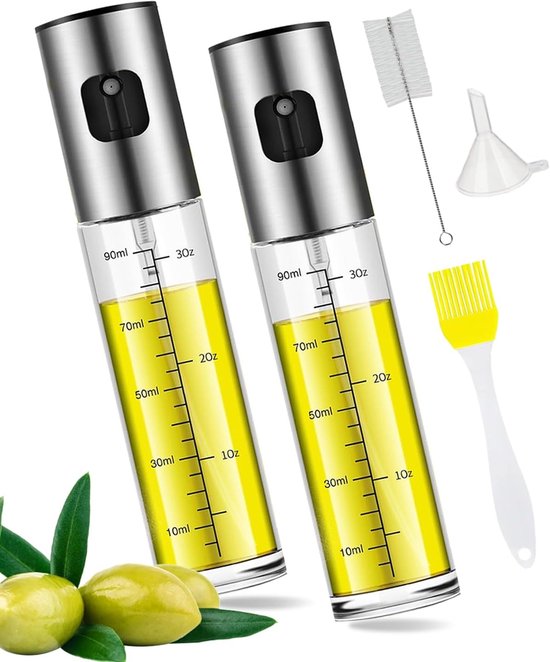 Oliesproeier voor spijsolie, 100 ml oliespuitflessenset, glazen ...