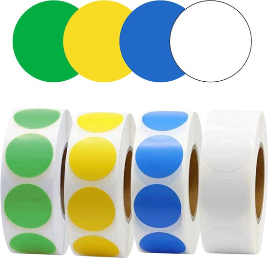 2000 etiketten stippen Stickers - Rond 25MM beschrijfbaar Groen/Geel ...