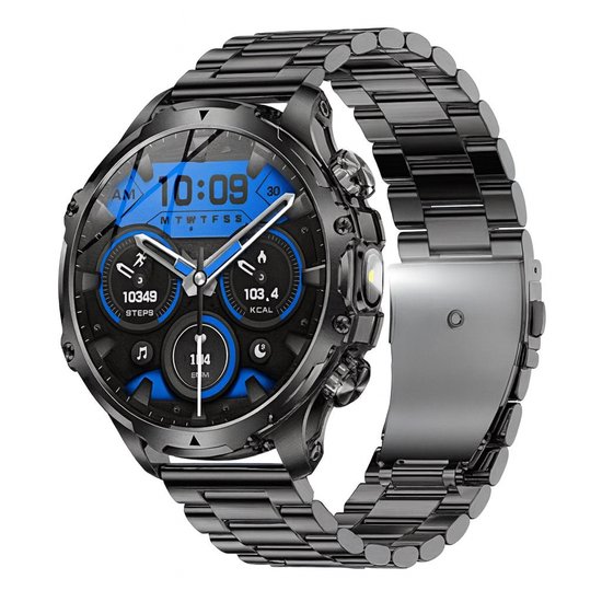 Royal Empire Smartwatch Heren - 53mm Sport Smartwatch - RVS & TPU Band ...