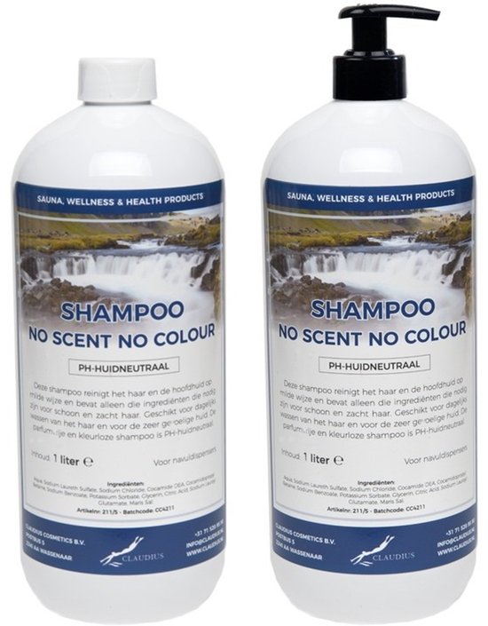 Shampoo No Scent No Colour - 1 liter - 2 Stuks - met pomp ...