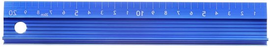 Metalen liniaal 20 cm metrische meting aluminiumlegering antislip blauw ...