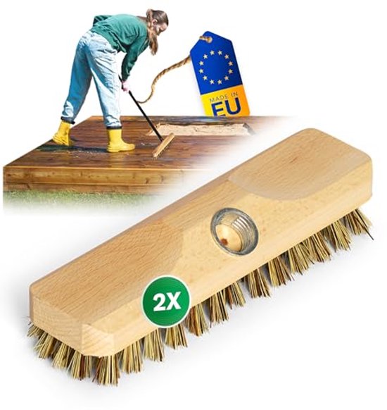 Houten schrobborstel 2 x met Union-borstels voor binnen en buiten ...