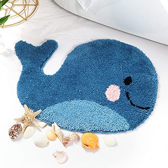 Zacht Bad Tapijt Blauwe Walvis - Antislip Badmat voor Badkamer Decor | bol