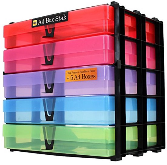 A4 Opbergdozen Set van 5 - Multicolor/Transparent | bol