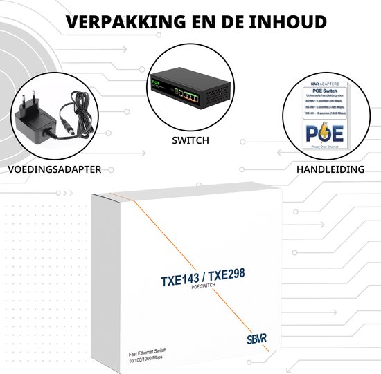 SBVR Netwerk Switch - 6 poorten - PoE Switch - RJ45 Internet Splitter ...