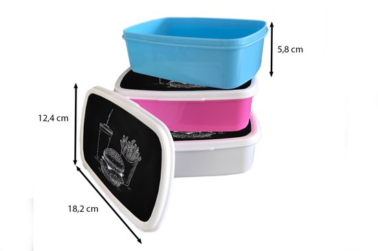 Broodtrommel Roze - Lunchbox Hamburger - Friet - Frisdrank ...