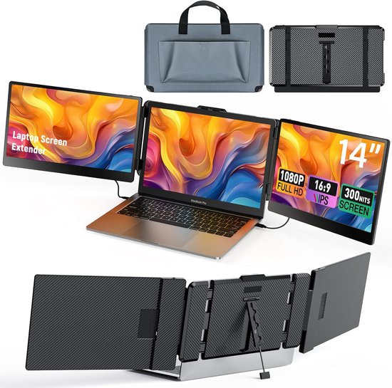 Stemap® Portable Monitor Triple - Full HD - Geschikt Voor 14” / 17,3 ...