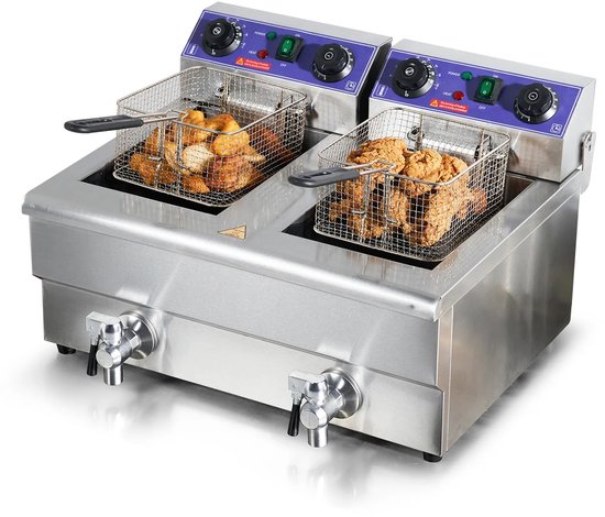 Dubbele Frituurpan - Commerciële Elektrische Friteuse - Met Afvoerkraan ...