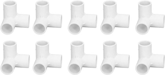 10 stuks 3-weg pijpfittingen PVC kunststof 90 graden elleboog rechte ...