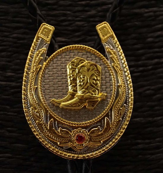 Leren stropdas laars in hoefijzer in de kleur zilver / goud - line ...