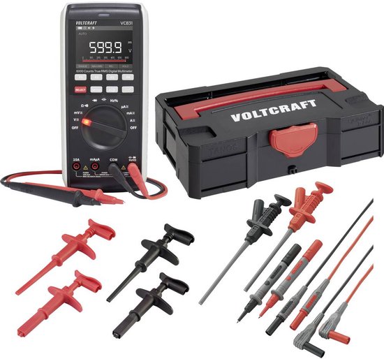VOLTCRAFT VC-831 Multimeter set met T-loc Systainer, grijpklemmen ...