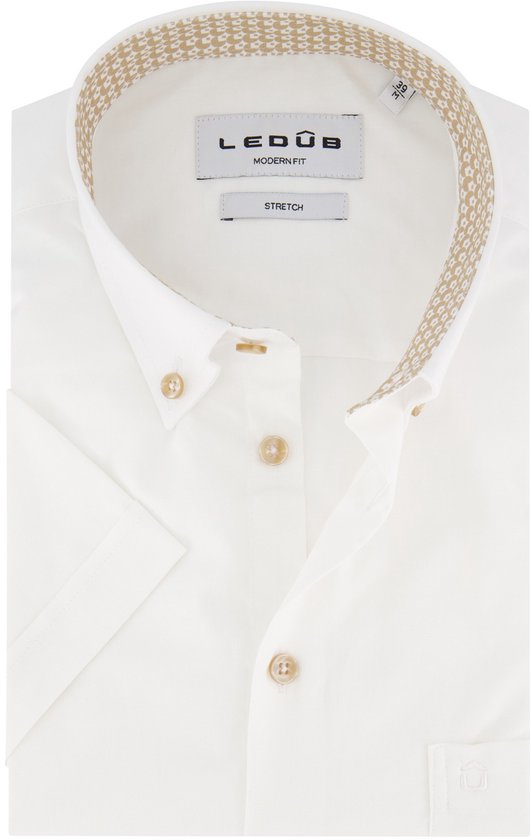 Ledub overhemd wit button-down borstzak effen | bol