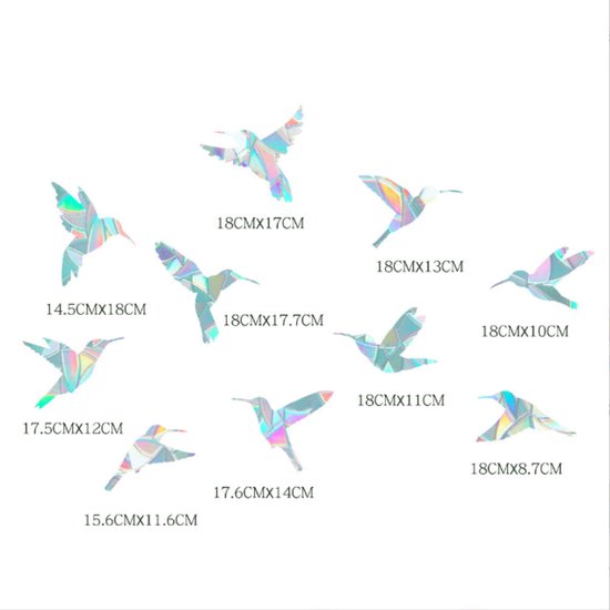 10 Stuks Raamstickers Anti-Botsing Vogels – Prism Sticker Regenboog ...