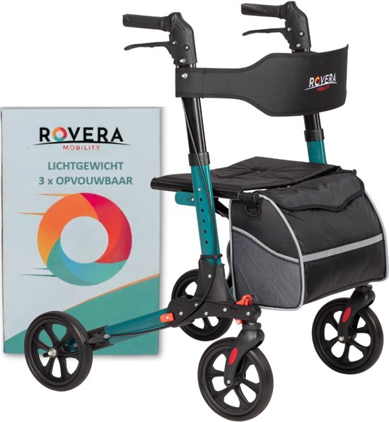 Rovera Mobility® Rollator Easy (3x) Dubbel Opvouwbaar – Lichtgewicht ...