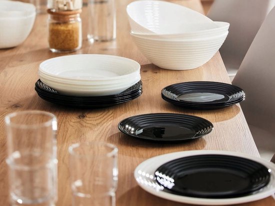 Luminarc Harena Servies voor 6 Personen - 38 Delig Zwart Wit | bol