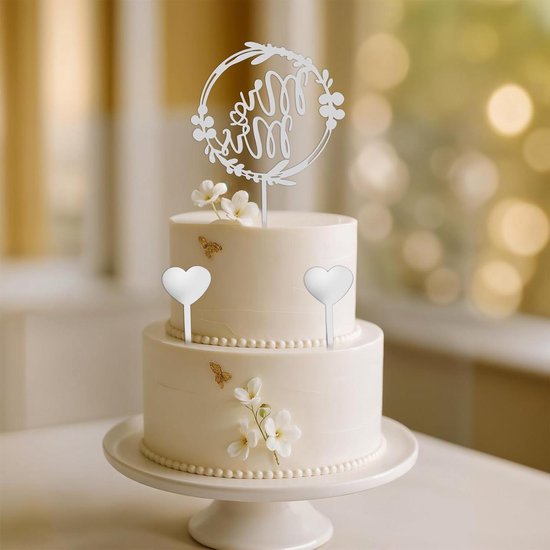 Cake Topper Set met Liefde Hart - Houten Mr en Mrs Decoratie voor ...