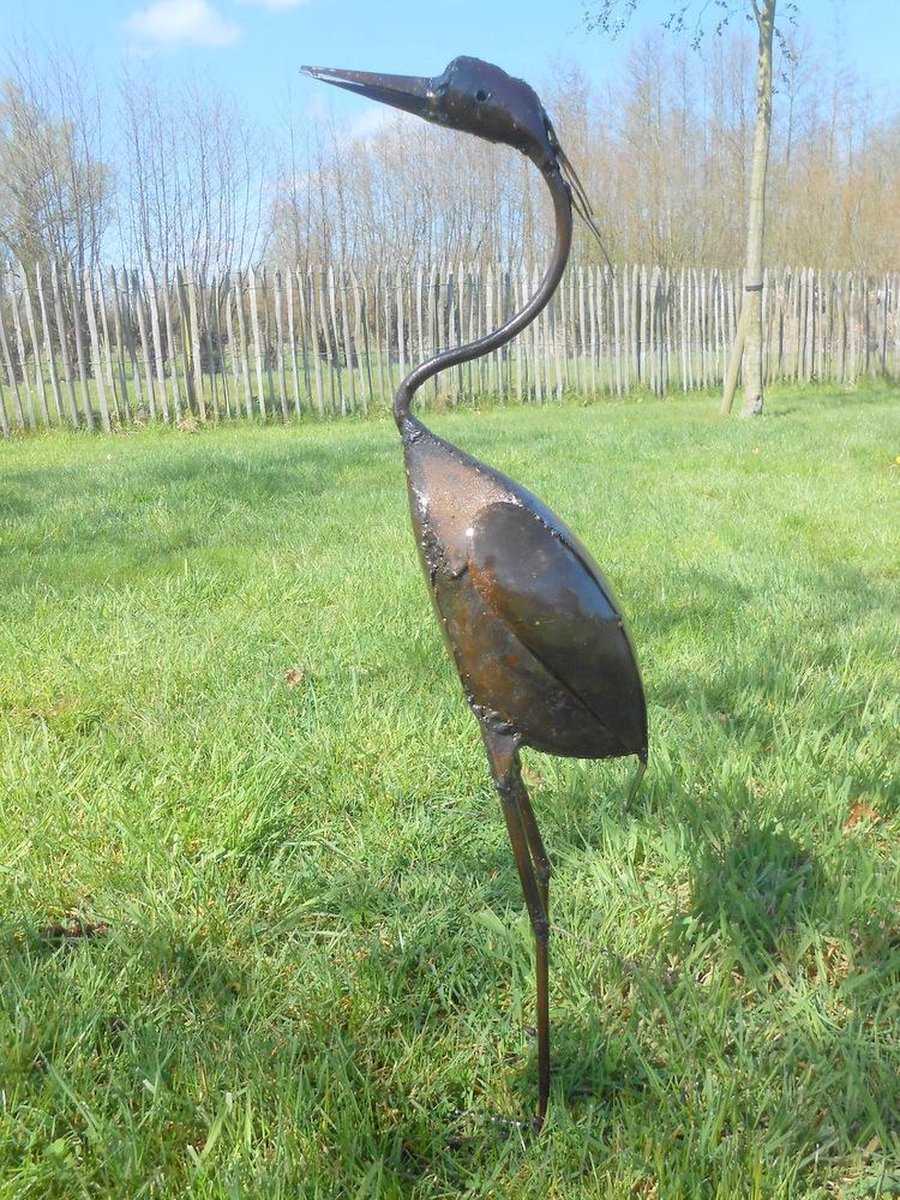 Reiger - zwarte reiger in metaal, 68 cm | bol.com