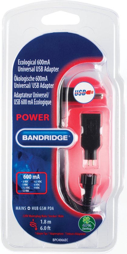 Bandridge - Voedingsadapter Universele AC Stroom Adapter 3 VDC / 4.5 ...