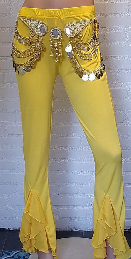 Zonnige gele broek met chiffon inzet | bol.com