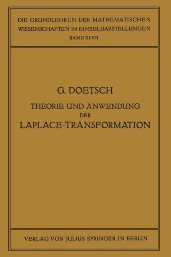 Theorie Und Anwendung Der Laplace-Transformation | 9783642987212 ...