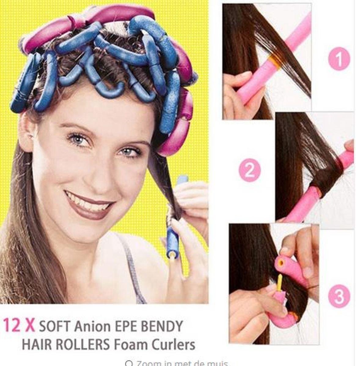 Soft Foam Papillot EPE Softsticks 12 delige set Haarkrullerset - Foam ...