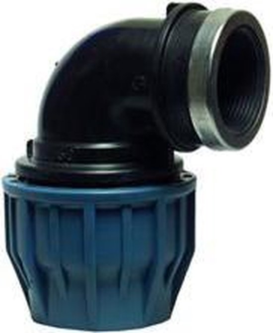 Jason Knie 90° PP 25 mm x 1/2" knel x buitendraad 16bar zwart/blauw DVGW/KIWA/WRAS/SVGW | bol