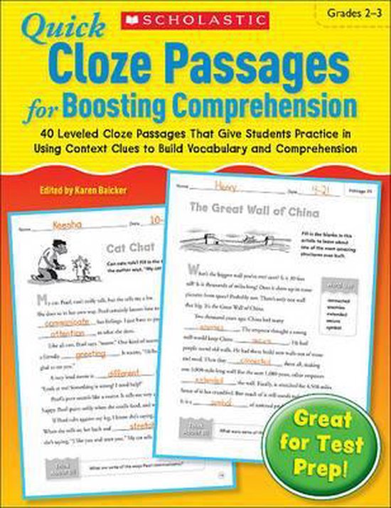 Quick Cloze Passages for Boosting Comprehension, Grades 2-3, Scholastic ...