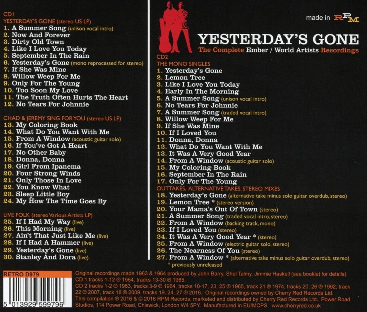 YesterdayS Gone The Complete Ember / World Artists Recordings, Chad and ...