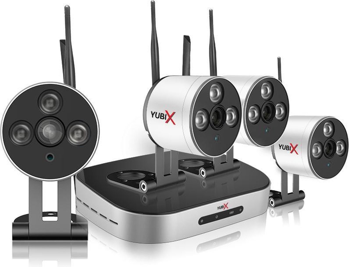 Draadloos beveiligingscamera set met 4 camera's Wi-Fi NVR 1080P met ...