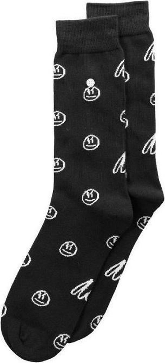 Alfredo Gonzales Tough Smiley Logo Sock Zwart/Wit, Maat M (42/45) | bol.com