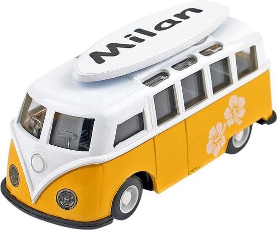 Leuk kado met naam model surf busje - geel | bol