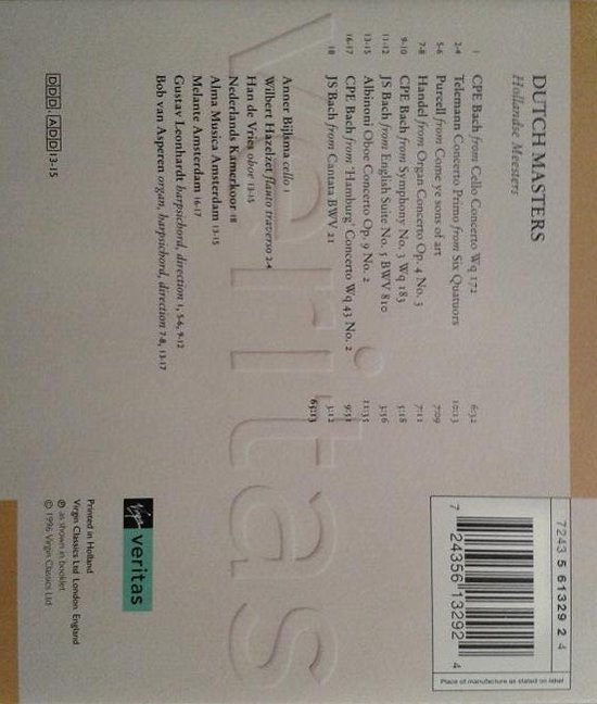 Dutch Masters, Han De Vries, Bob Van Asperen, Anner Bijlsma, Nederlands ...