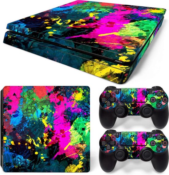 Sony PlayStation 4 SLIM Skins PS4 Stickers - Color Splash (Let op ...