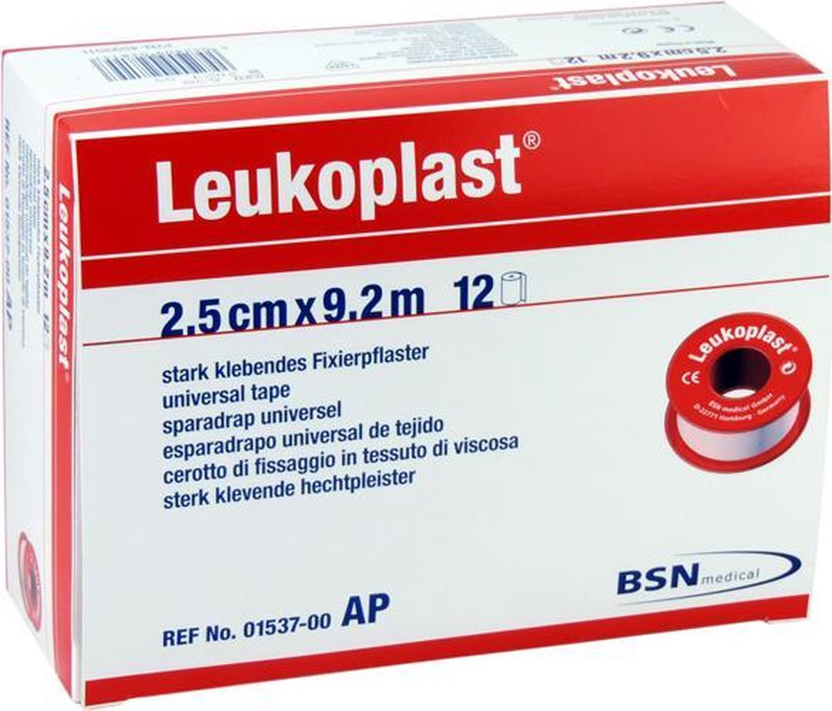 Leukoplast, hechtpleister zonder klemring 2,5cm x 9,2m, doosje 12 stuks ...