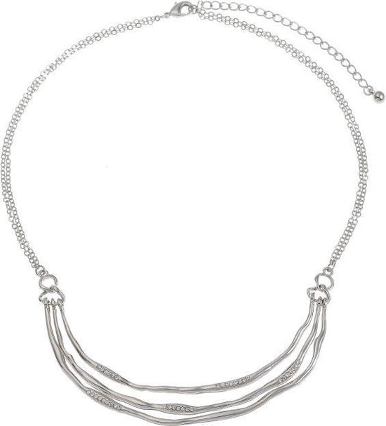 Statement ketting in dynamisch design met steentjes - klassieke korte ...