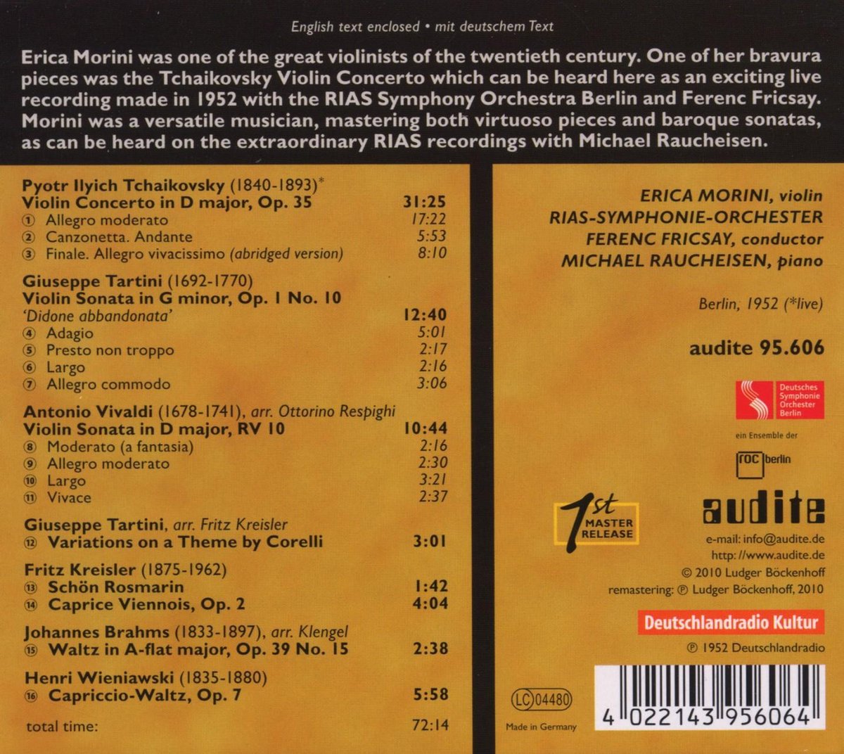 Erica Morini & Michael Raucheisen - Erica Morini plays Tchaikovsky ...