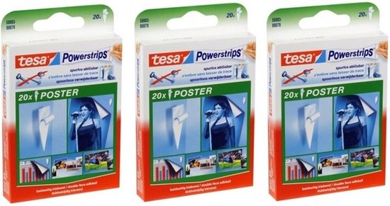 60x Tesa posters ophangen strips/plak gummetjes zelfklevend | bol