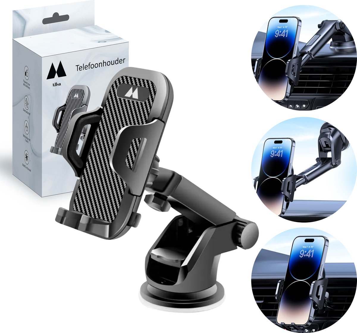 Allsa 3 in 1 Telefoonhouder Auto - Telefoonhouders Auto - Gsm Houder ...
