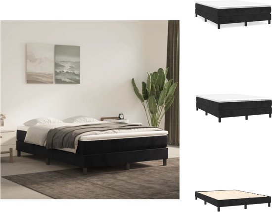 vidaXL Boxspring - Zwart - 193 x 140 x 25 cm - Fluwelen stof ...