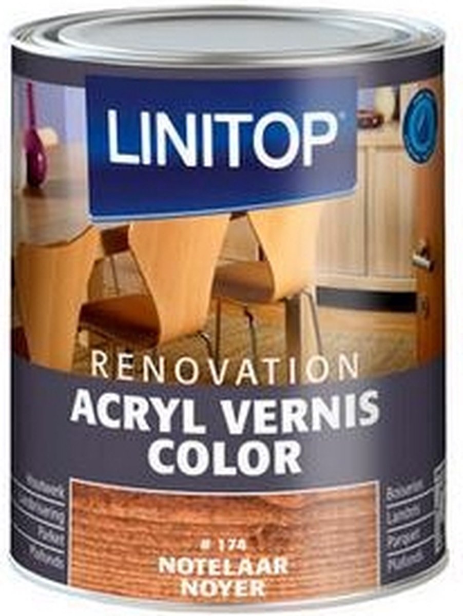 LINITOP Acryl Vernis Color Noyer - 0.25L - Duurzame Beschermende Vernis ...