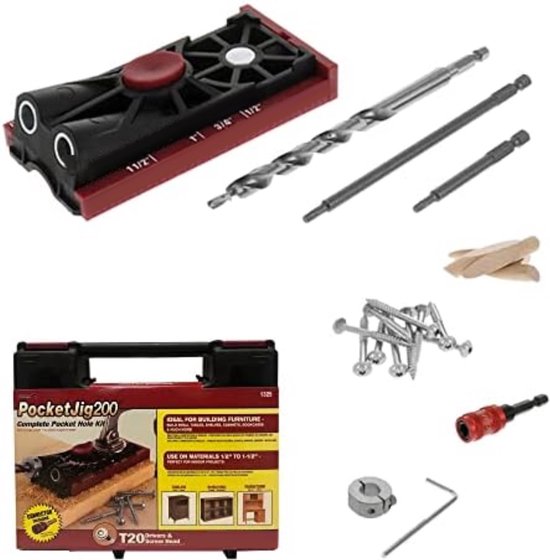 Pocket Hole Jig - Boormal - Boorhulp - Rood|Zwart | bol