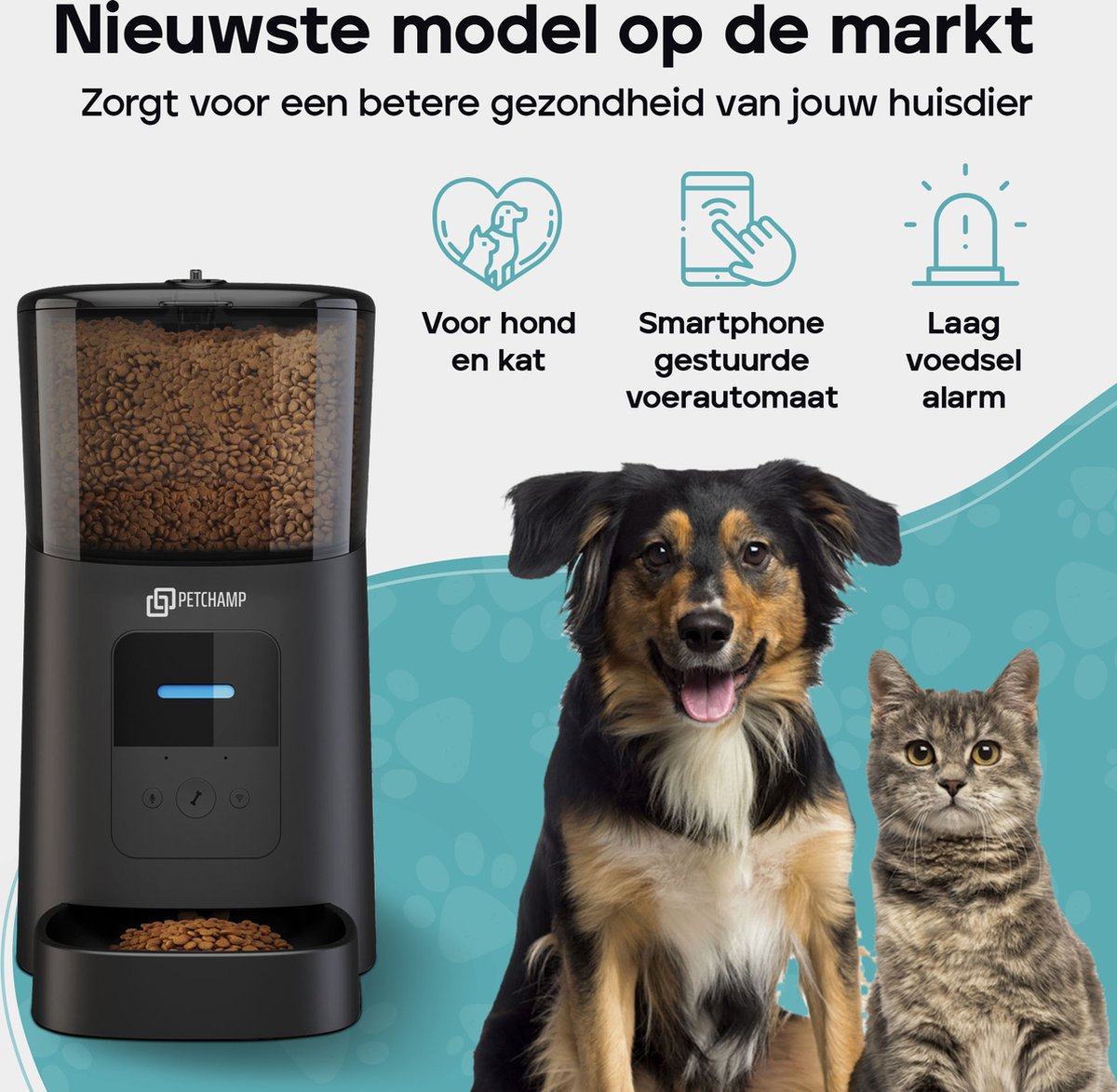 Automatische voerbak kat en hond - Voerautomaat met smartphonebesturing ...
